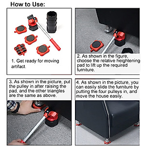 Furniture Lifter,13Pcs Furniture Moving Lifter Adjustable Height Multifunctional Heavy Duty Handling Tool Base,150KG Load Capacity Per Round Furniture Sliders Suitable for Washing Machines Sofas