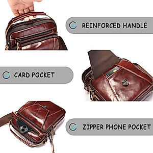 Mens Leather Messenger Bags Vintage Shoulder Bag Crossbody Satchel Handbag Travel Purse Casual Daypack