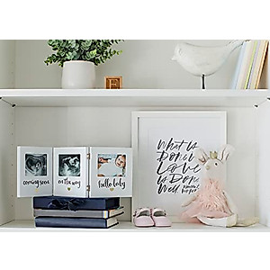 Pearhead Triple Sonogram Keepsake Photo Frame, Gender Neutral Ultrasound Keepsake, Ideal Pregnancy Gift For First Time Moms, Baby Shower and Nursery Decor, 3.5”x2.5” Photo Insert, White