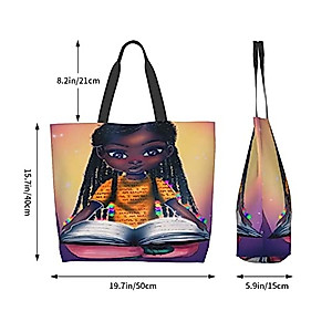 IHDABGDM african girl tote bag shopping bag shoulder bag black african girl magic shoulder bag shopping, work, groceries, gym