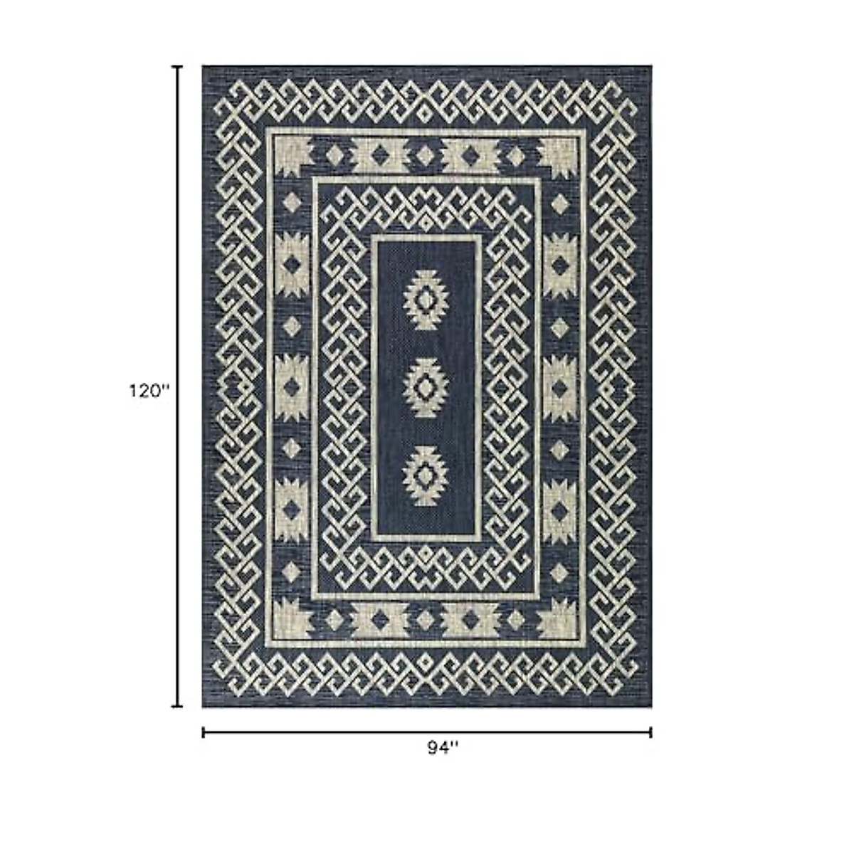 Antep Rugs Patio 8x10 Outdoor/Indoor Southwest Aztec Native Area Rug (Blue, 7'10" x 10')