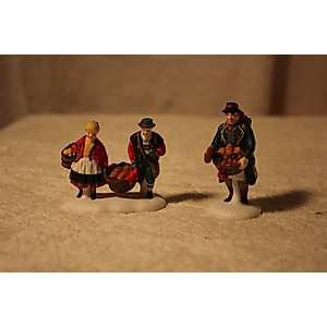 Department 56 Heritage Village Collection ; Alpine Village ; Buying Baker's Bread 1992 Retired Set of 2 ; Handpainted Porcelain Accessories #5619-7