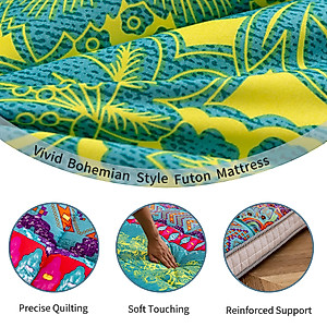 MAXYOYO Queen Futon Floor Mattress Shikibuton Mattress Sleeping Mats for Adults Japanese Mattress Roll Up Mattress Foldable Mattress for Floor, Bohemian B