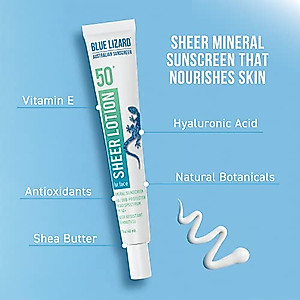 BLUE LIZARD Sheer Face Lotion - SPF 50+, 1.7 Oz