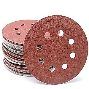 35 Pcs Sanding Discs, 5 Inch Hook and Loop Sandpaper Set 8 Hole Sanding Discs 7 Grades Include 60, 80, 100, 120, 150, 180, 240 Assorted Grit Sand Paper for Random Orbital Sander