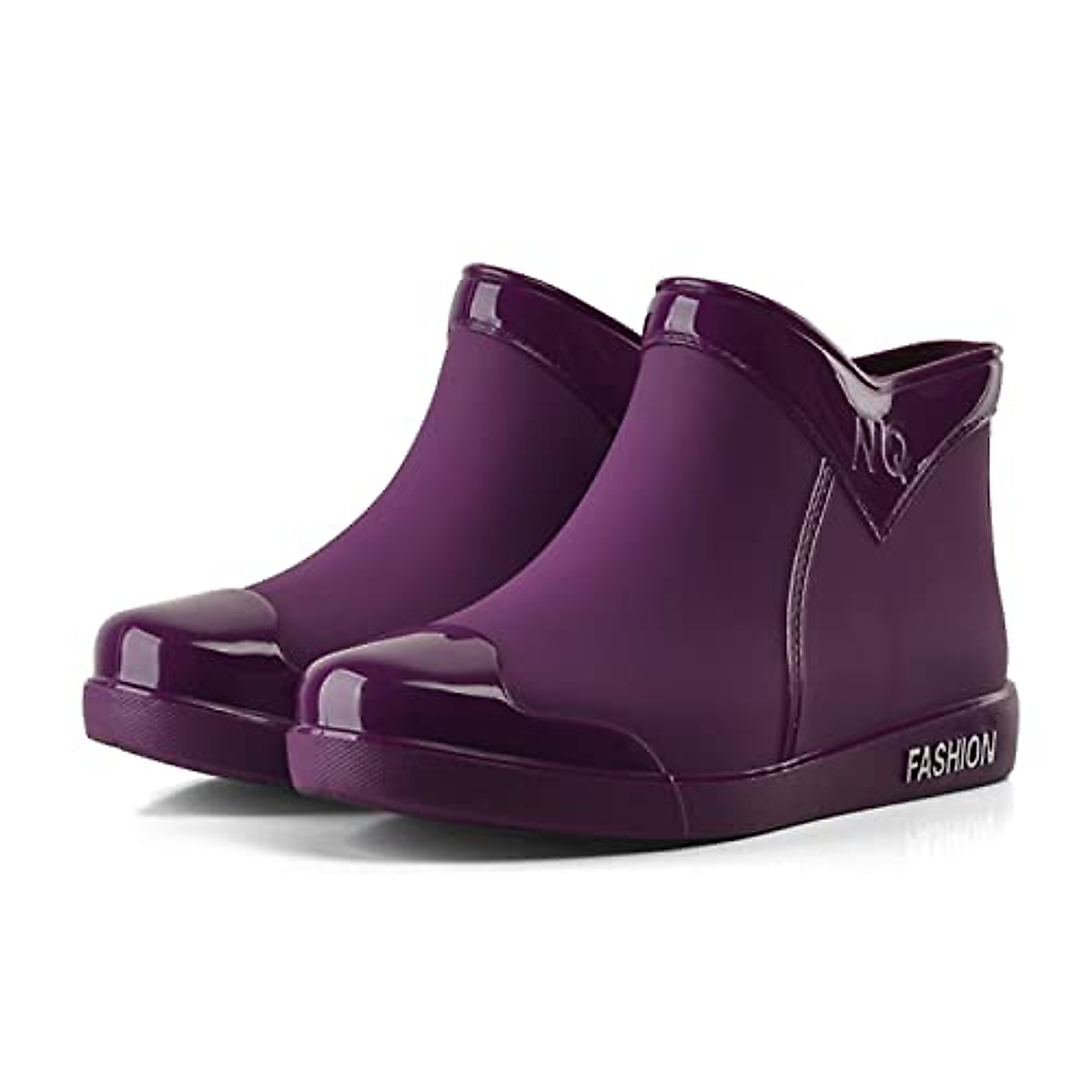 CsgrFagr Ladies Short Rain Boots Waterproof Garden Shoes Non Slip Ladies Comfortable Insole Fashion Lightweight Ankle Rain Boots Scrub Outdoor Work Shoes Rain Shoe Covers Hiking (Purple, 7.5)