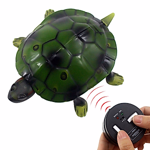 Tipmant RC Turtle IR Remote Control Tortoise Crawl Fake Electric Animal Toy Realistic for Toddler Kids Birthday Gifts (Green)