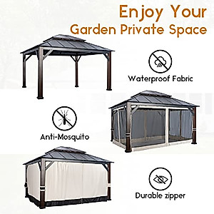 Warmally 12'×14' Hardtop Gazebo with Stable Support Posts, Outdoor Metal Gazebo with Nettings and Curtains Fast-Splicing Aluminum Structure for Patio Backyard Deck and Lawns