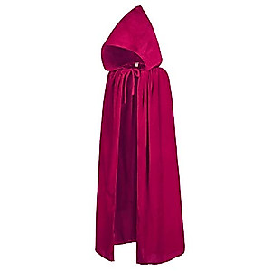 Aricy Kids Hooded Cloak Cape Christmas Halloween Role Play Cosplay Costume, Velvet Burdundy, M/ages 5-7