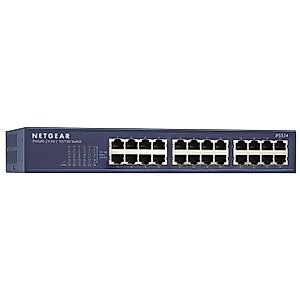 NETGEAR 24-Port Fast Ethernet 10/100 Unmanaged Switch (JFS524) - Desktop/Rackmount, and ProSAFE Limited Lifetime Protection