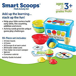 Learning Resources Smart Scoops Math Activity Set, Stacking and Sorting Toys, Develops Early Math Skills, 55 Pieces, Ages 3+