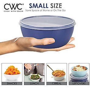 COOK WITH COLOR Plastic Prep Bowls - Mini Bowls with Lids, 8 Piece Nesting Bowls Set includes 4 Prep Bowls and 4 Lids (Ombre Blue)