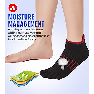 Women Toe Socks Low Cut No Show Wicking 5 Finger Split Cotton Athletic 6 Pack