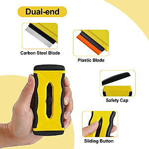 Kiemeu Oven Razor Blade Scraper Tool For Glass Stove Top Scraper Tool, Dual-End Ceramic Cooktop Razor Scraper With 10 Replacement Blades