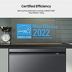 SAMSUNG Smart 44dBA Dishwasher w/ StormWash+, AutoRelease Door, Quiet Operation, 3 Dish Racks, Pre Blast Cycle, Energy Star Certified, DW80B6060UG/AA, Fingerprint Resistant Stainless Steel, Black