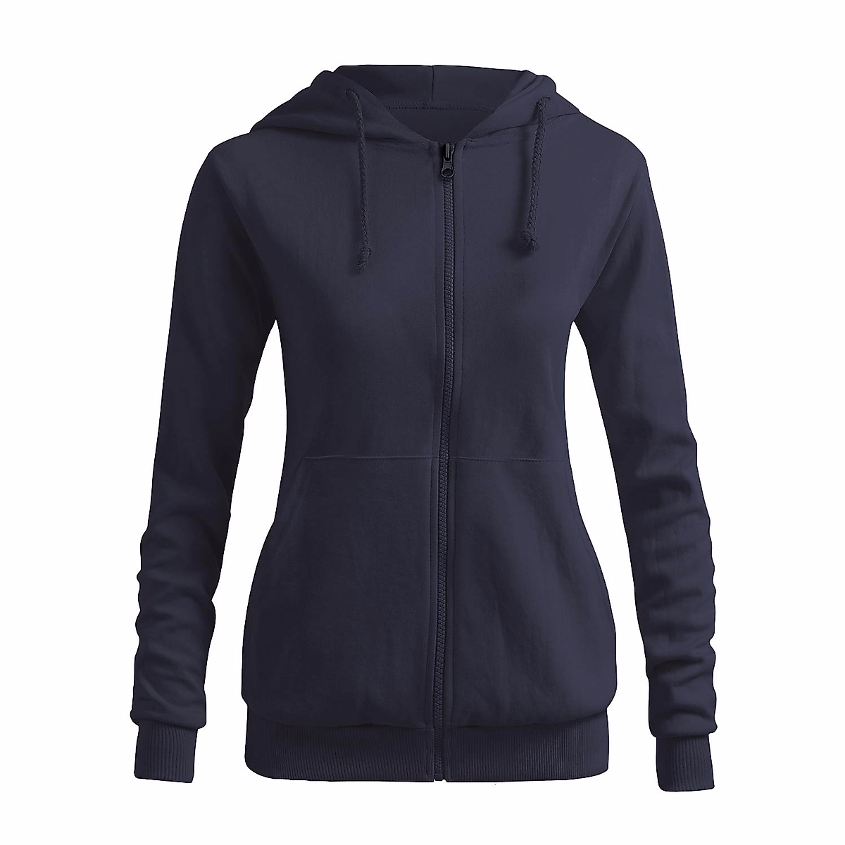 CLOVERY Women's Casual Basic Long Sleeve Zipup Hoodie NAVY US M/Tag M