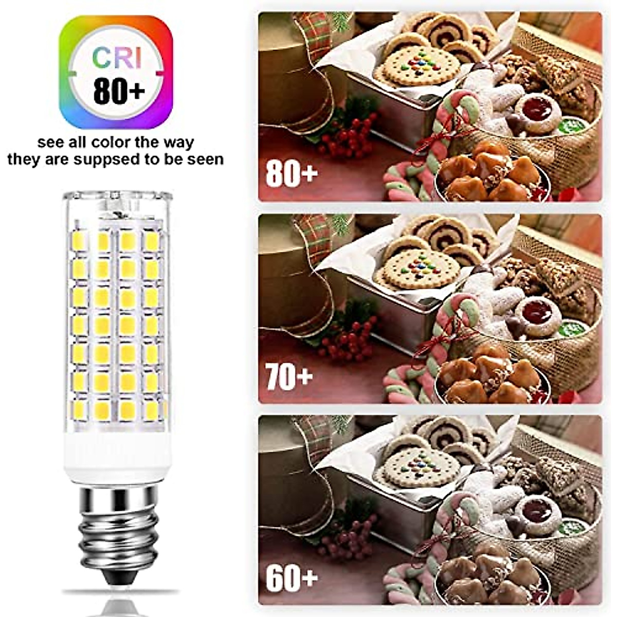 Fesd Ts E12 75 Watt Replacement LED Candelabra Bulbs C7,3000K Warm White,750LM T6 7W LED E12 Chandelier Light Bulbs for Ceiling Fan Pendant Lighting,Dimmable,2 Pack (Daylight White 6000k)