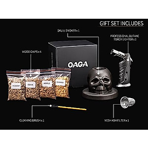 Cocktail Smoker Kit with Torch, Whiskey Smoker Kit, Bourbon/Drink/Old Fashioned Smoker Infuser Kit, 4Flavor of Wood Chips, Ideal Gifts for Men, Fathers, Boyfriends as Father's Day, Christmas, Birthday
