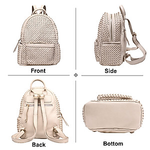 SHOMICO Women Backpack Purse Woven Trendy Stylish Casual Dayback Handbag (Large Beige Woven)
