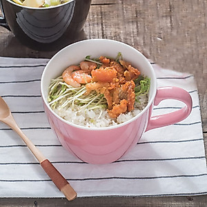 MECOWON 30 OZ Porcelain Coffee Mugs, Set of 2 Large Mugs for Soup, Cereal and Salad (pink)