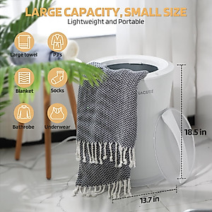 Lagute iSnug Towel Warmer, with 3-Level Timer, Warning Alarm & RGB Light, Auto Shut-Off, 5.3 Gal Heating Bucket for Bathrobe, Blanket, Ivory