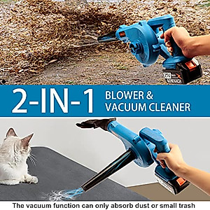 Cordless Leaf Blower, GOWAACHO 21V 2-in-1 Electric Handheld Sweeper/Vacuum with 2*4.0Ah Rechargeable Battery & Charger for Blowing Leaf, Cleaning Dust, Car, Computer Host, Small Trash
