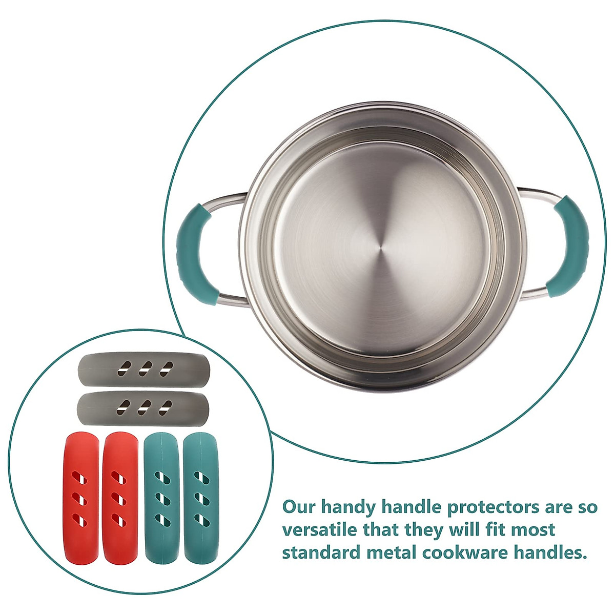 UPKOCH 24pcs Hot Handle Holder Silicone Assist Pan Handle Sleeve Pot Holders Heat-Resistant Cast Iron Skillets Handles Grip Covers for Skillets Frying Pans Casserole Gray Red and Green