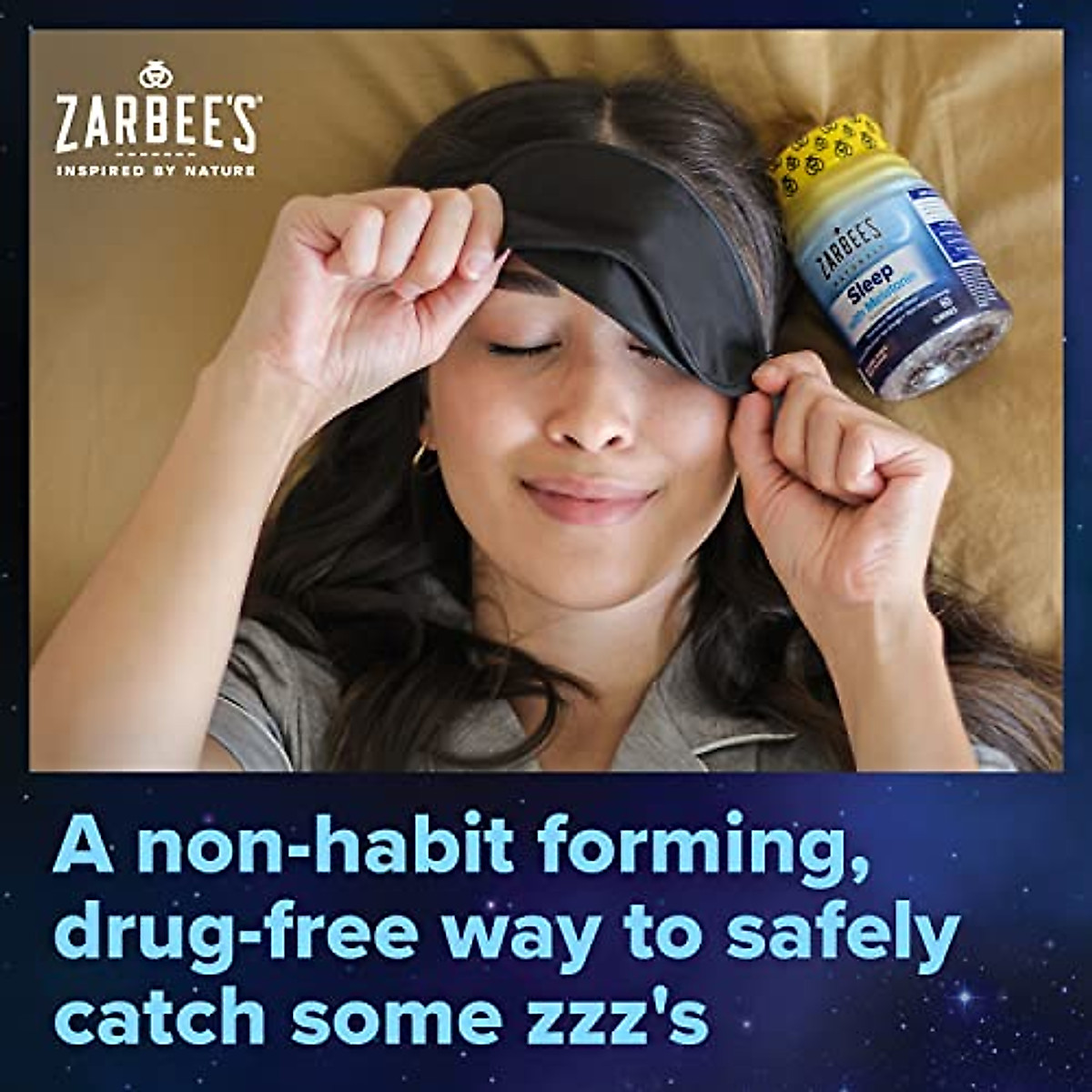 Zarbee's Melatonin Gummies 3mg Sleep Supplement to Promote Peaceful Sleep, Natural Mixed Fruit Flavor, Adults Gummy Age 12 Up, 60 Count