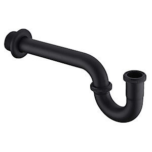 Orhemus Brass P Trap, 1 1/4 Bathroom Basin Sink Waste Trap Drain Kit with Flange and Slip Joint Extension Tube Drain Tailpiece, Adjustable Height, Matte Black