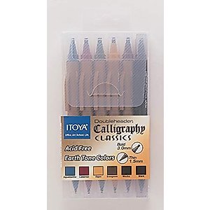 PROFOLIO by Itoya, Calligraphy Classics Doubleheader Marker, 1.5mm and 3mm Chisel Tips, Set of 6