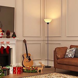 addlon Sky Dome Floor Lamp, Tall Standing Pole Lamp for Living Room and Bedroom, Torchiere Floor Lamp, Home Decor Lamp, LED Bulb Included, Black