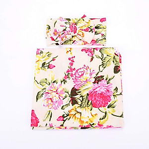 Little Jump 3 Sets Nerborn Receiving Blanket and Headband Set Flower Print Baby Swaddle Wrap Floral Baby Blankets for Girls and Boys.