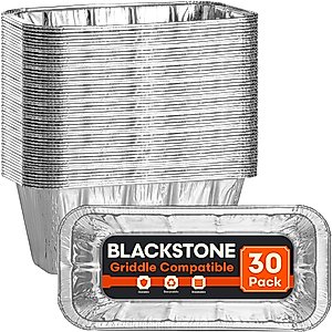 [30-Pack] Blackstone Griddle Compatible Cup Liners, Aluminum Foil Drip Pans for Easy Drain Management of Blackstone Grease Trays. Bulk Package, 5017, Size: 8" x 3 3/4"