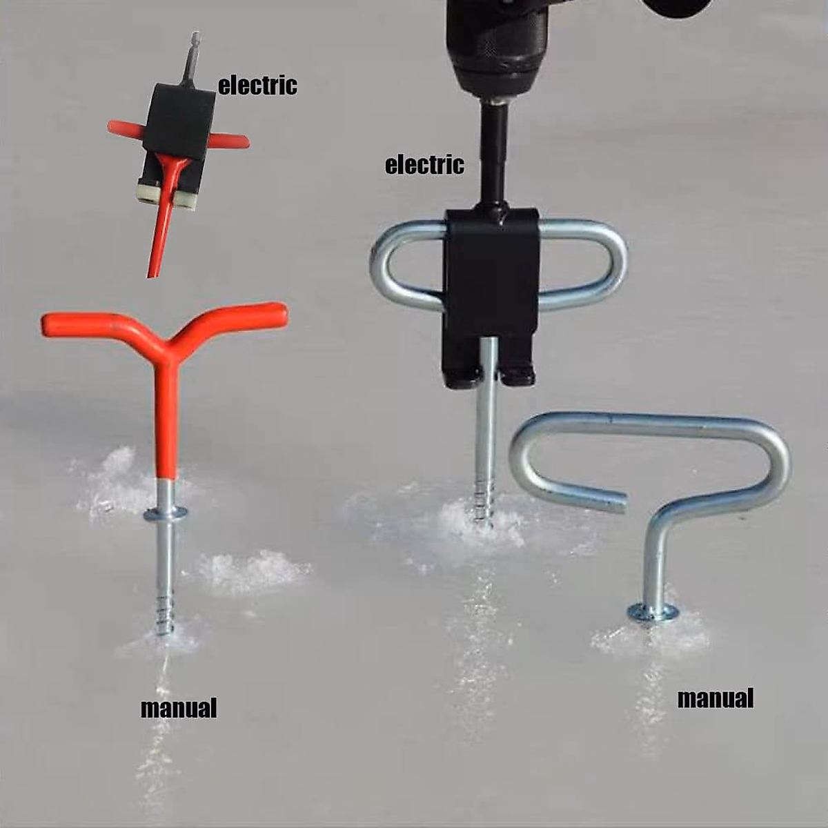 XXhailan Stainless Steel Ice Fishing Nails Ice Fishing Tent Pegs Spiral Drill Ice Fishing Screws Shelter Stake Nails Ice Auger Drill for Camping Outdoor 6 Packs, Silver