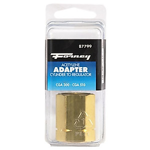 Forney 87799 Acetylene Regulator Adaptor, CGA 300 To CGA 510, #3 Tank to Regulator, 80-CF