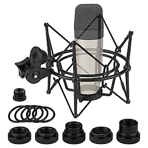 Geekria for Creators Microphone Shock Mount Compatible with Samson C01, C01U Pro, C03, C03U, CL7a, CL8a Mic Anti-Vibration Suspension Adapter Clamp Mic Holder Clip (Black/Metal)