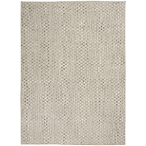 Nourison Courtyard Indoor/Outdoor Ivory Silver 5' x 7' Area Rug, Geometric, Easy Cleaning, Non Shedding, Bed Room, Living Room, Dining Room, Deck, Patio, Backyard (5x7)
