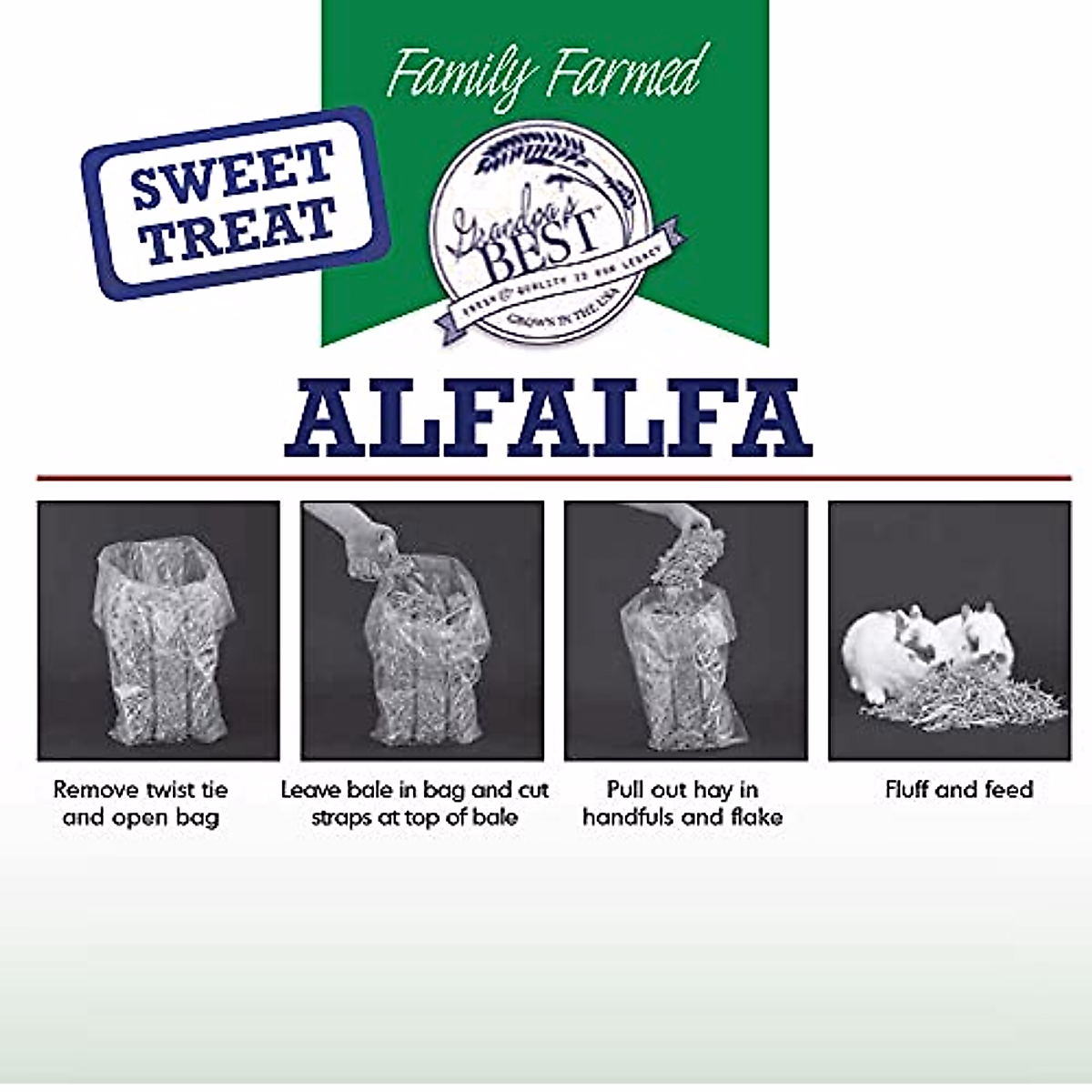 Grandpa's Best ALF10 10 lb Alfalfa Hay Bale (Packaging may vary )