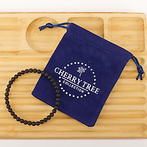 Cherry Tree Collection - Small, Medium, Large Sizes - Gemstone Beaded Bracelets For Women and Men - 4mm Round Beads (Lava, Large)