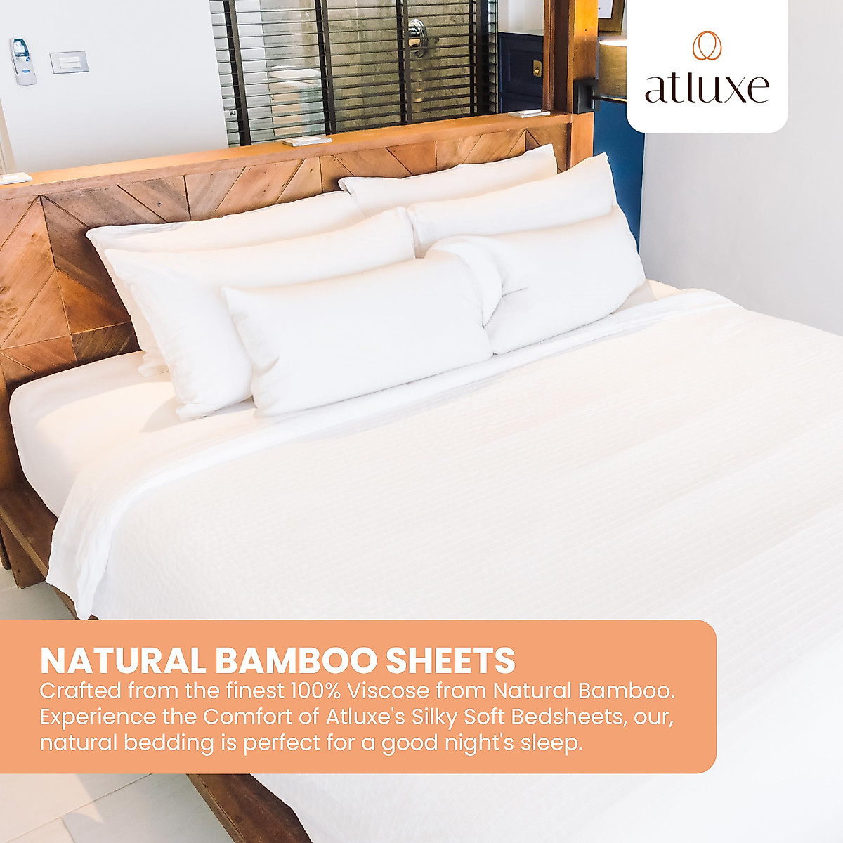 Atluxe Premium Viscose from Bamboo Sheet Set- Ultra Soft, Temperature Regulating, Ivory (King (U.S. Standard))