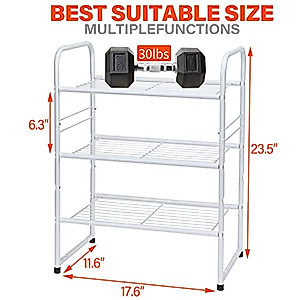 wkokos 3-Tier Small Shoe Rack, Stackable Narrow Shoe Shelf Storage Organizer, Heavy Duty Metal Free Standing Shoe Rack for Entryway Closet Doorway, White