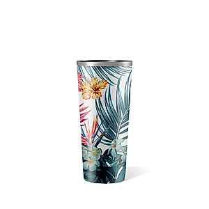 Bougie Hibiscus Insulated Tumbler, Gift Tube, 22-Ounces, Stainless Steel, Multicolor, Kitchen Décor