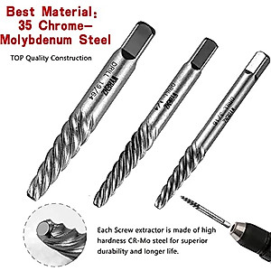 14Pcs Screw Extractor and Left Hand Drill Bits Set, Bolt Remover Reverse Cobalt HSS Steel Drill Bit for Remove Stripped Screws and Broken Bolts