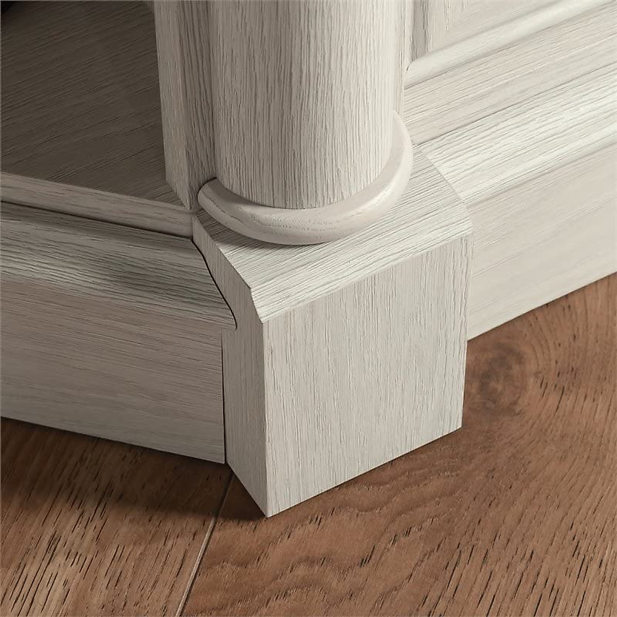 Sauder Palladia Corner Credenza/TV Stand in Glacier Oak, for TVs up to 60", Glacier Oak Finish