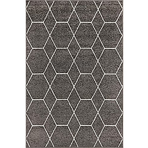 Unique Loom Trellis Frieze Collection Area Rug - Geometric (4' 1" x 6' 1", Dark Gray/ Ivory)
