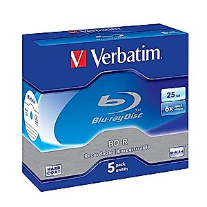 Verbatim BD-R Single Layer 6X Burning Speed Printable Surface Scratchguard Plus Pack of 5