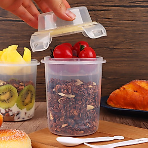 4 Packs 17 Oz Overnight Oats Containers with Lids and Spoons Large Capacity Leakproof Overnight Oats Jars Oatmeal Container Plastic Yogurt Jars Breakfast On the Go Cups for Fruit Vegetable Meal Prep