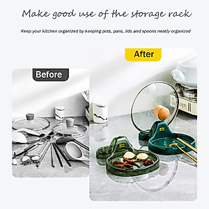 Multifunction Kitchen Spatula Rack, Versatile Pot Lid Ladle Holder, Board Spoon Rest Holder Drip Tray for Kitchen, Food Grade Plastic Spoon Holder, Multipurpose Spatula Pad Book Cutting (Color : Blac