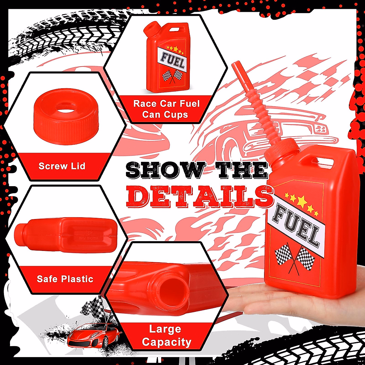 Mifoci 12 Pack Race Car Cups Set 11 oz Car Drinking Cups with Straw Race Car Birthday Party Supplies Party Decorations for Boys Kids Racing Car Theme Birthday Party Supplies