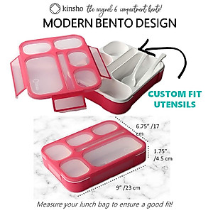 Bundle of Bento-Box Lunch-box Containers for Kids with 6 compartments (Pink) + 2x Small Bento Lunch Box for Kids